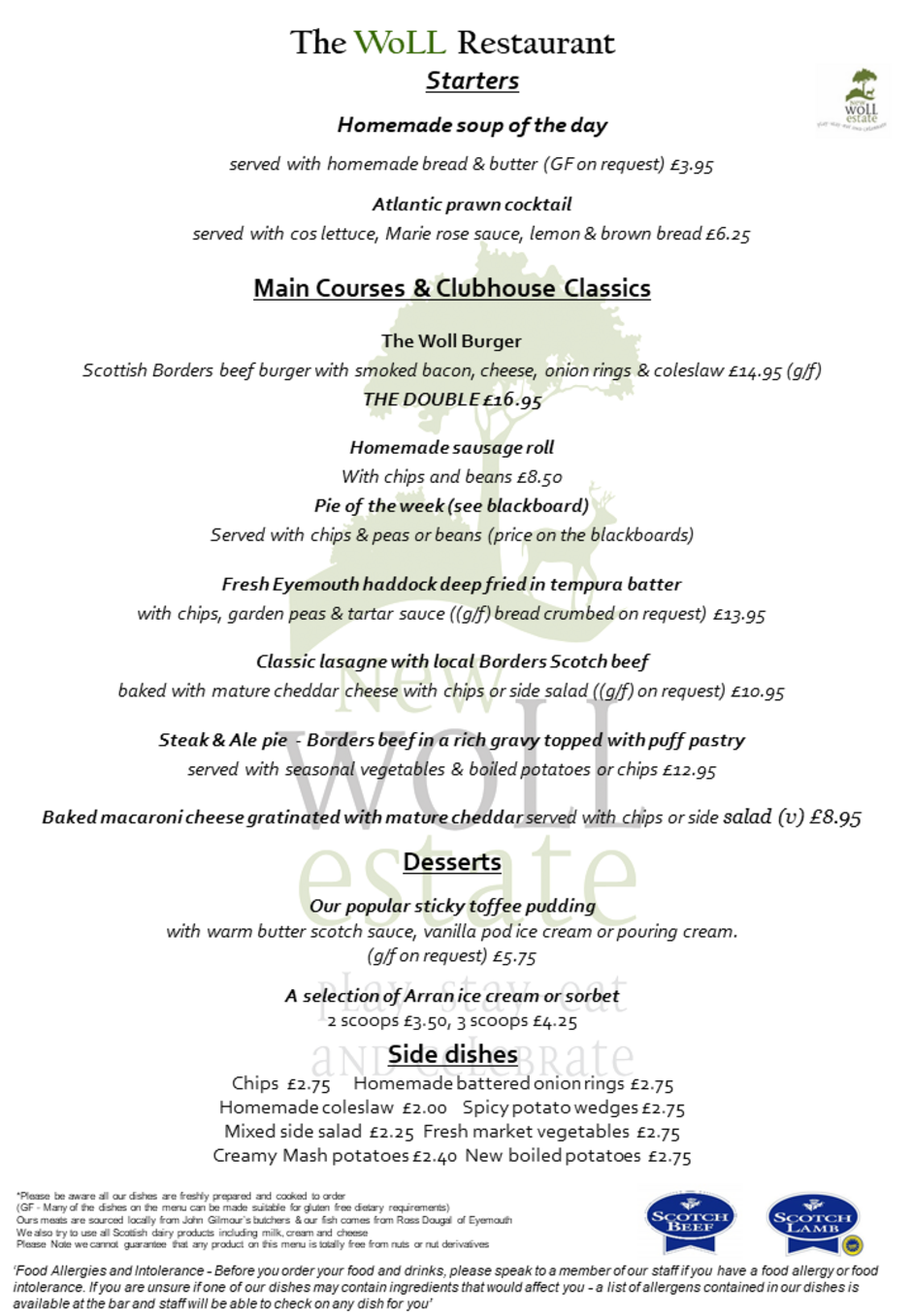 Menu :: woll restaurant menu